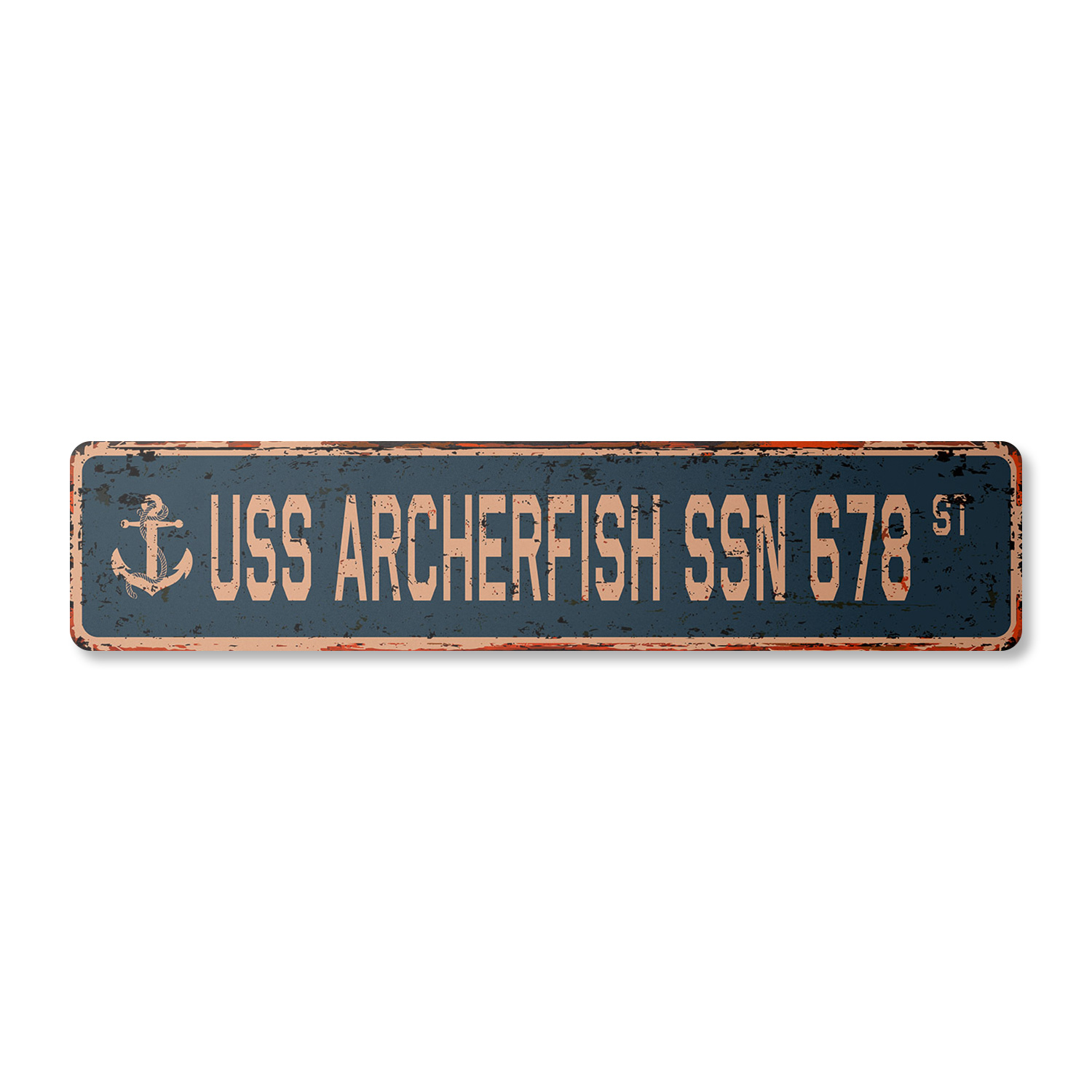 USS ARCHERFISH SSN 678 Vintage Plastic Street Sign us navy ship veteran ...