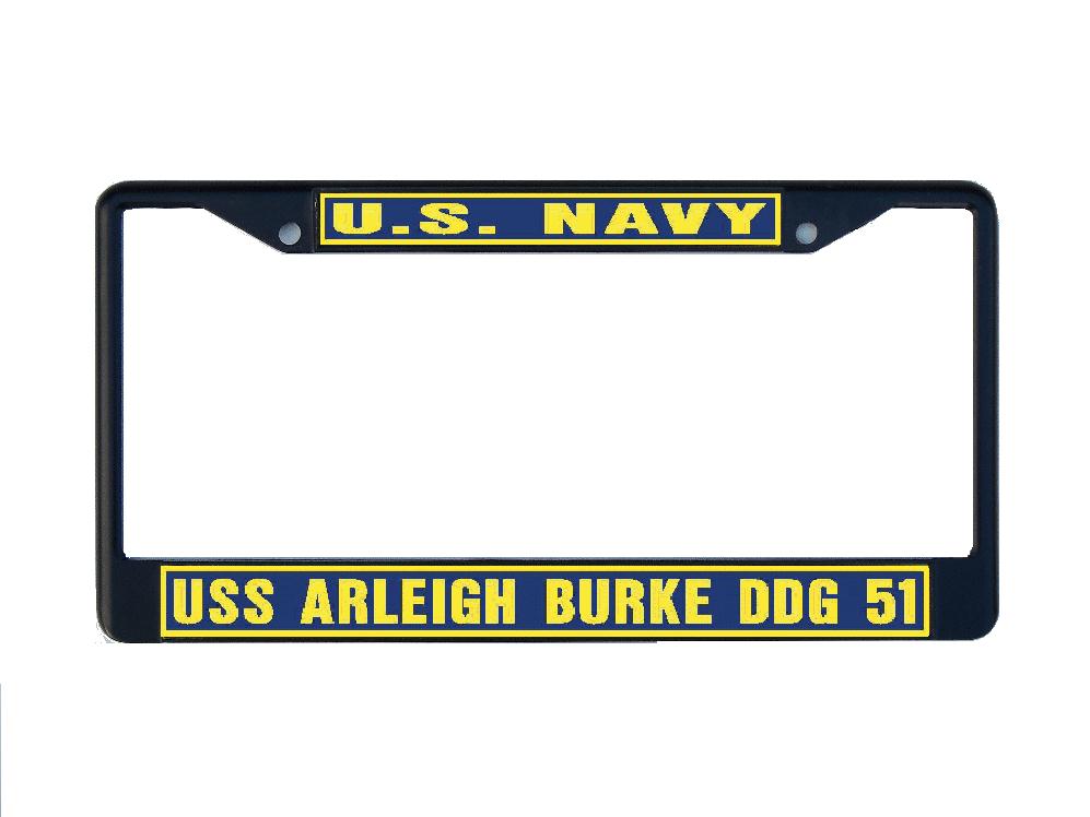 USS ARLEIGH BURKE DDG 51 License Plate Frame Black Metal Military Navy ...