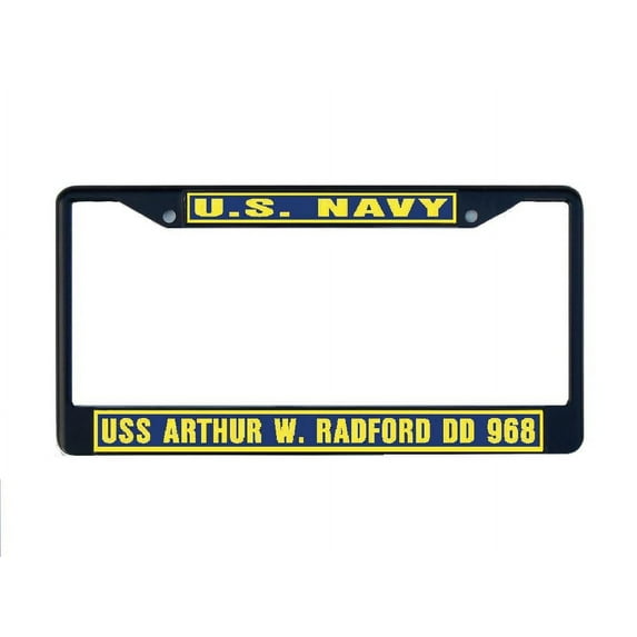 USS ARTHUR W RADFORD DD 968 License Plate Frame Black Metal Military ...