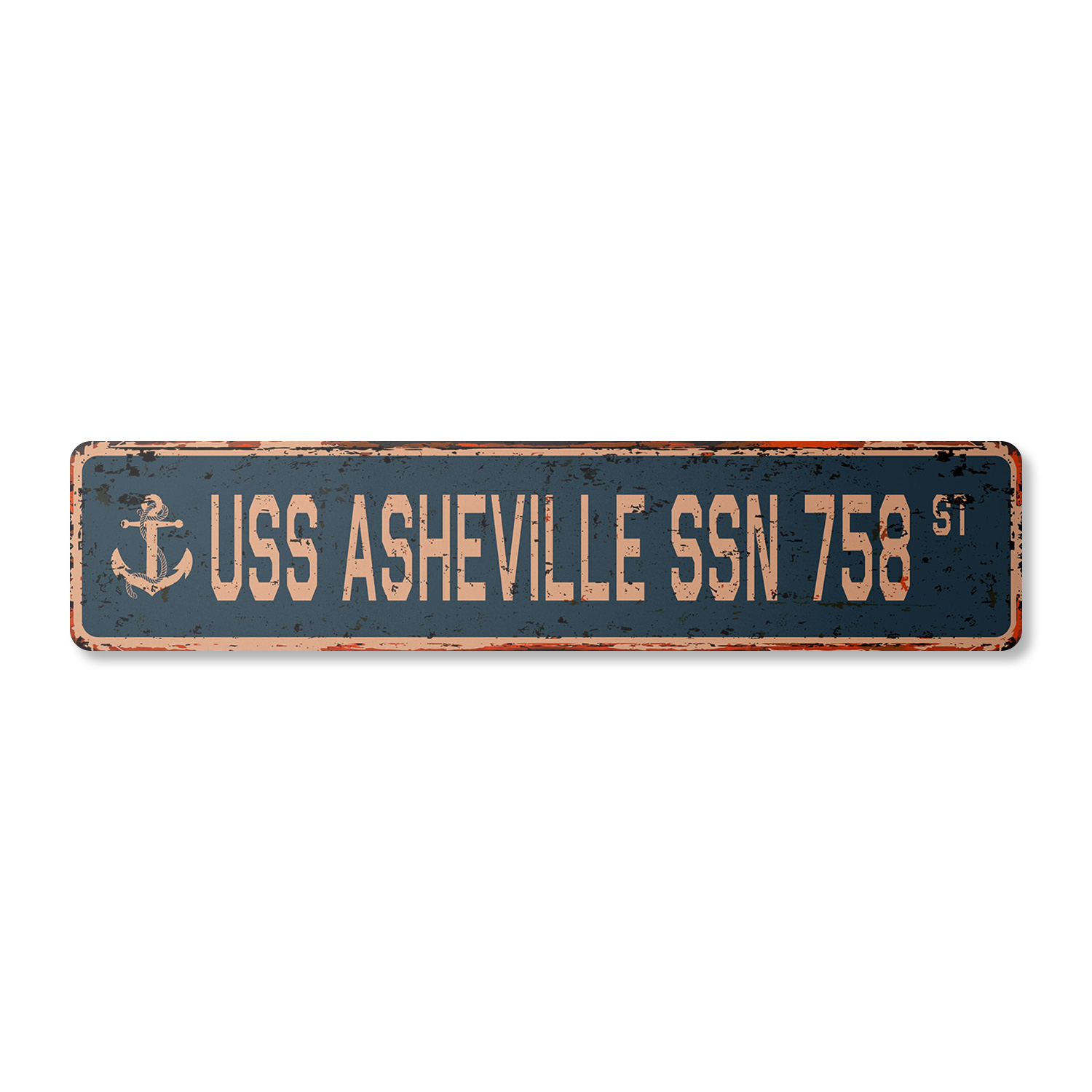 USS ASHEVILLE SSN 758 Vintage Aluminum Street Sign us navy ship veteran ...