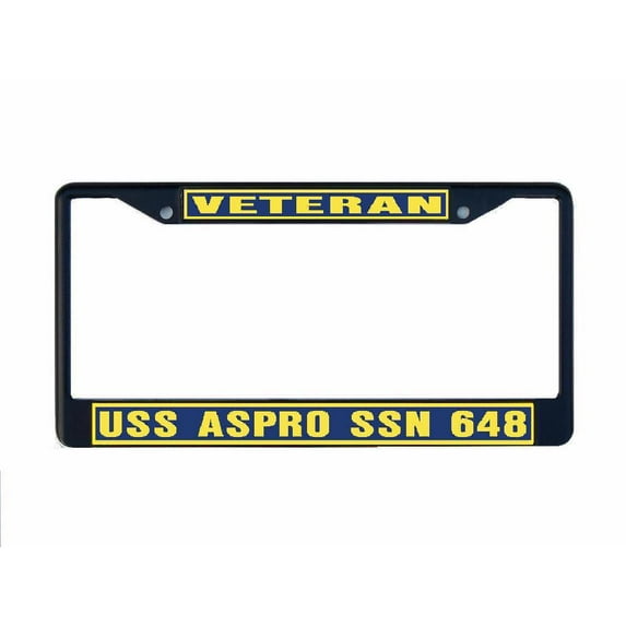 USS ASPRO SSN 648 License Plate Frame Black Metal Military Navy USN Car ...