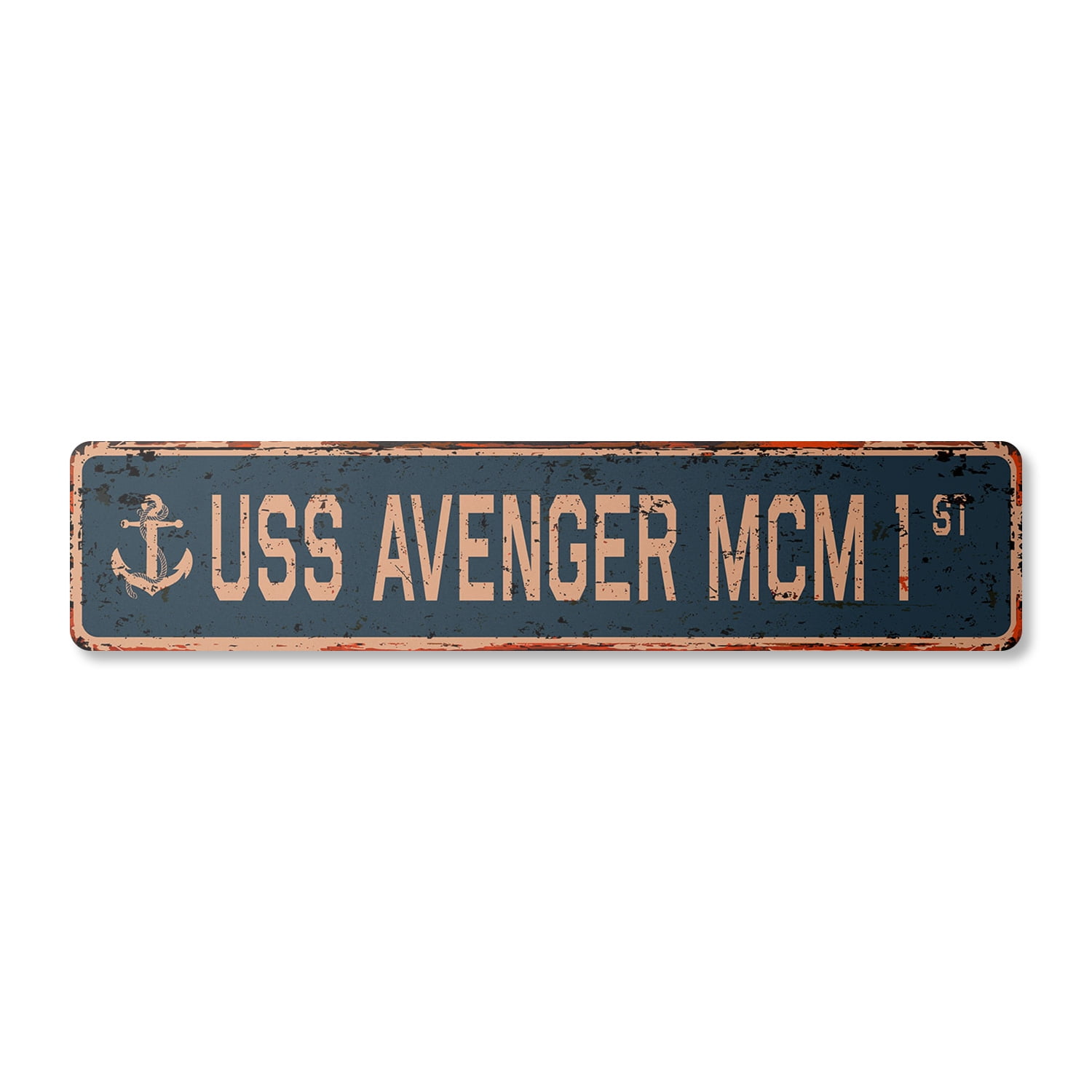 USS AVENGER MCM 1 Vintage Aluminum Street Sign us navy ship veteran ...