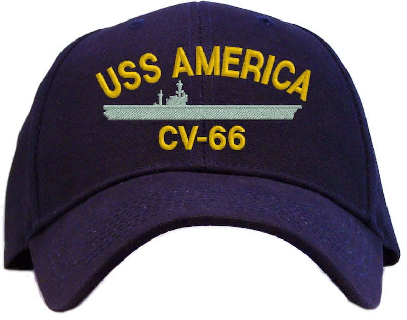 USS America CV-66 Embroidered Baseball Cap Adjustable Back Strap ...