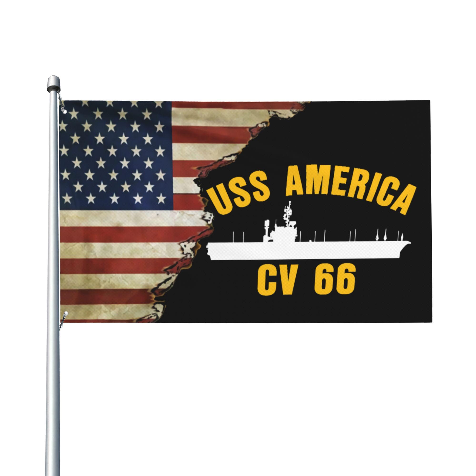 USS America CV-66 Flag For Indoor Home House Decor Durable Garden ...