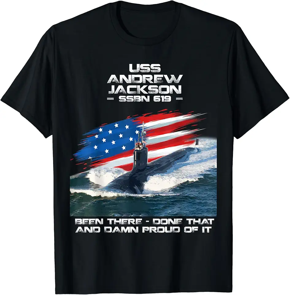 USS Andrew Jackson SSBN-619 American Flag Submarine Veteran T-Shirt ...