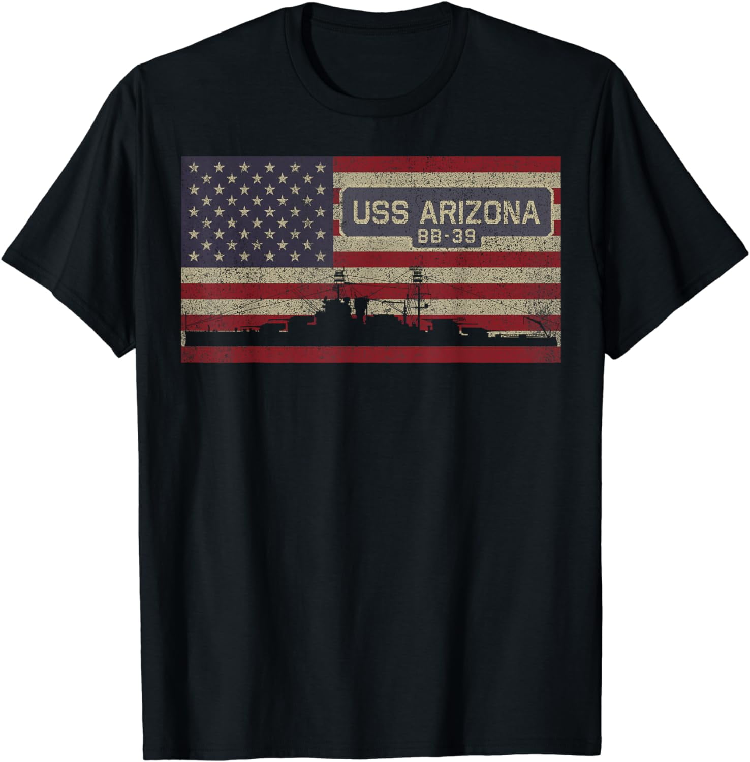 USS Arizona BB-39 Battleship USA American Flag T-Shirt - Walmart.com