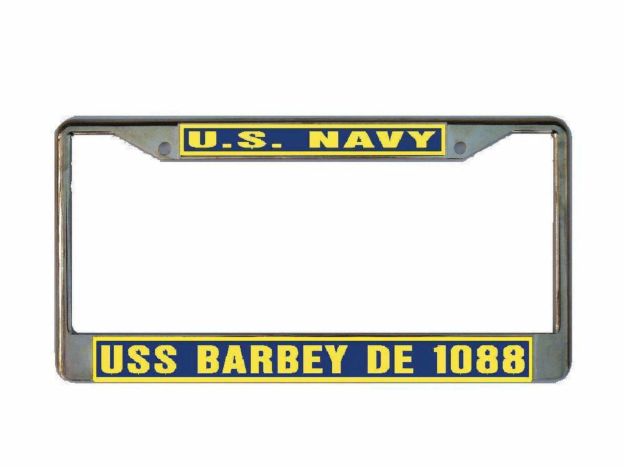 USS BARBEY DE 1088 License Plate Frame Gold Chrome Metal Military Navy ...