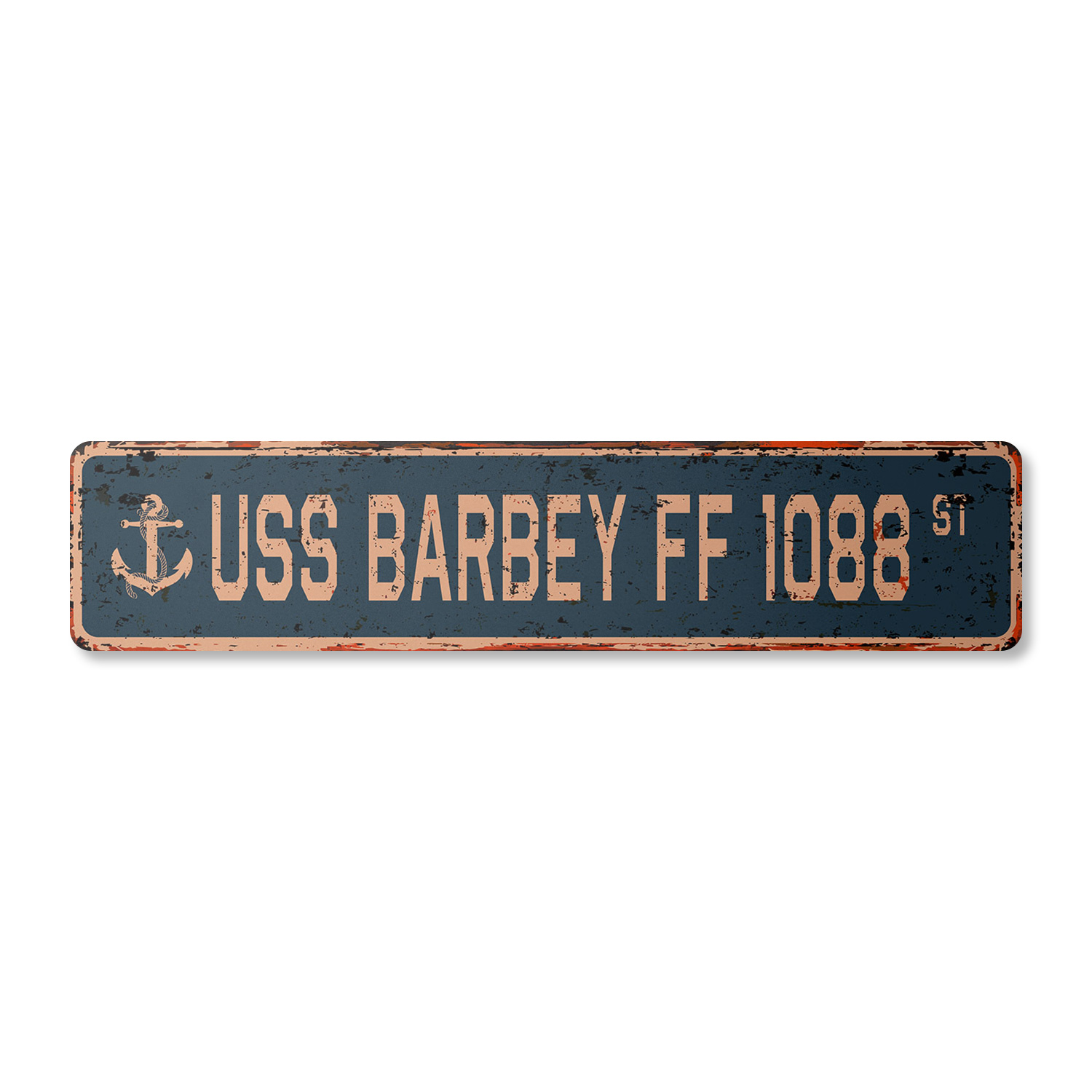 USS BARBEY FF 1088 Vintage Plastic Street Sign us navy ship veteran ...