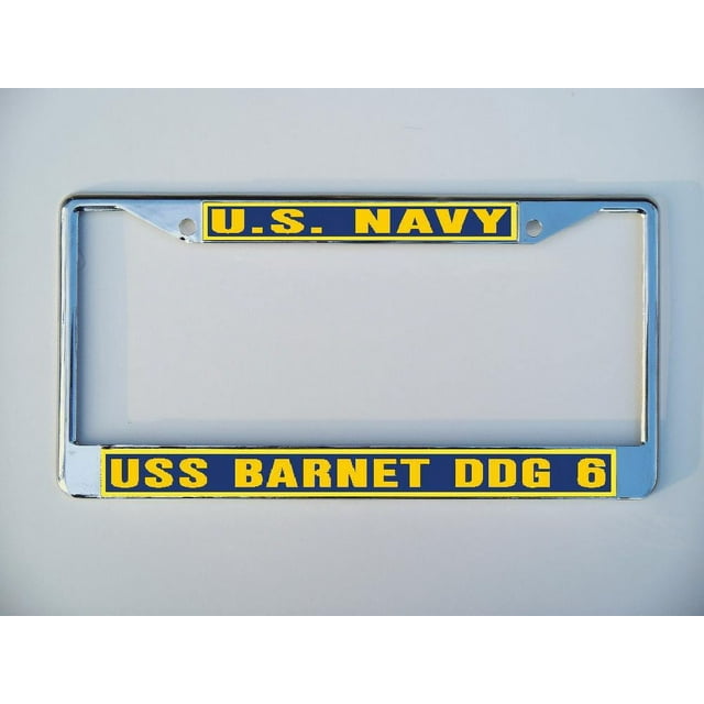 USS BARNEY DDG 6 License Plate Frame Chrome Metal Military Navy USN Car ...