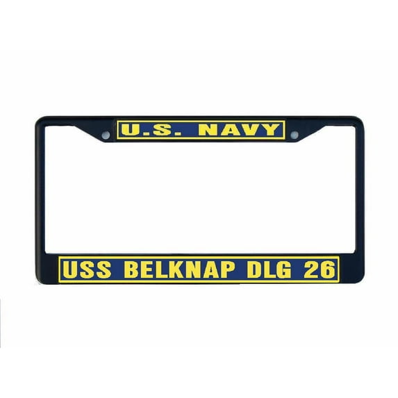 USS BELKNAP DLG 26 License Plate Frame Black Metal Military Navy USN ...