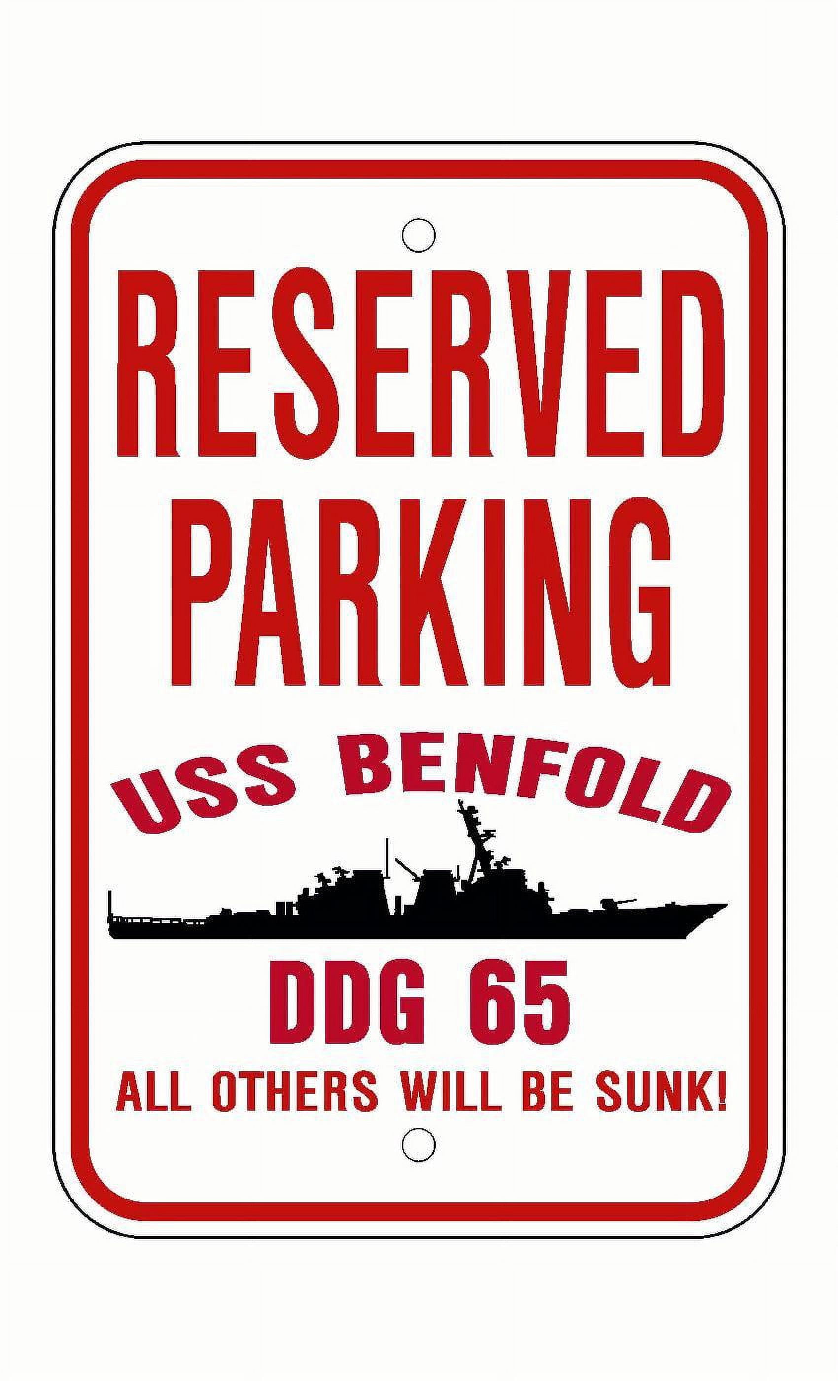 USS BENFOLD DDG 65 Reserved Parking Sign Red / White Aluminum 12" x 18 ...