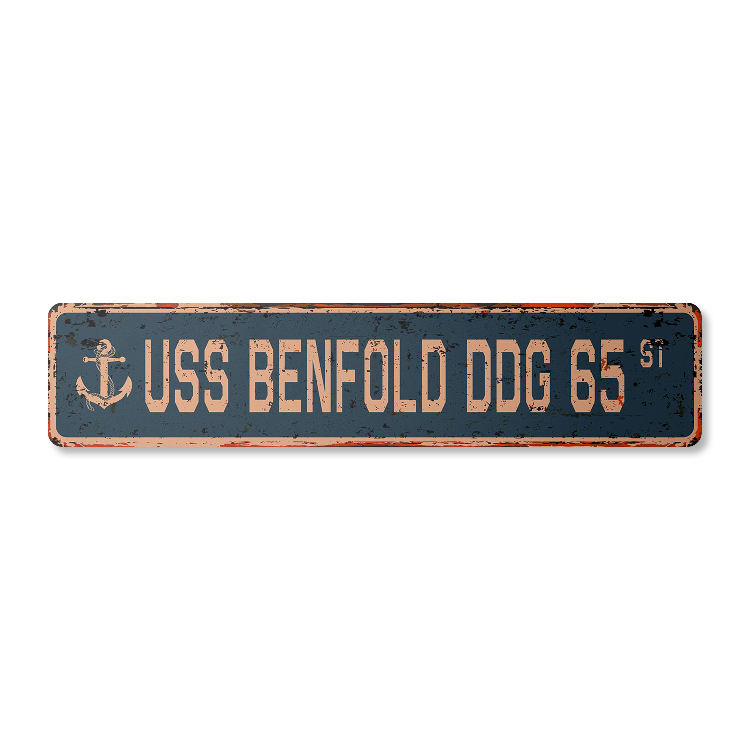 USS BENFOLD DDG 65 Vintage Plastic Street Sign us navy ship veteran ...