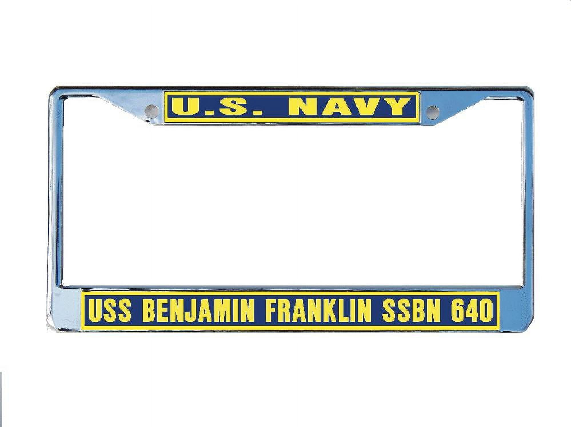 USS BENJAMIN FRANKLIN SSBN 640 License Plate Frame Chrome Metal ...