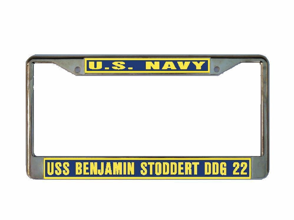 USS BENJAMIN STODDERT DDG 22 License Plate Frame Gold Chrome Metal ...