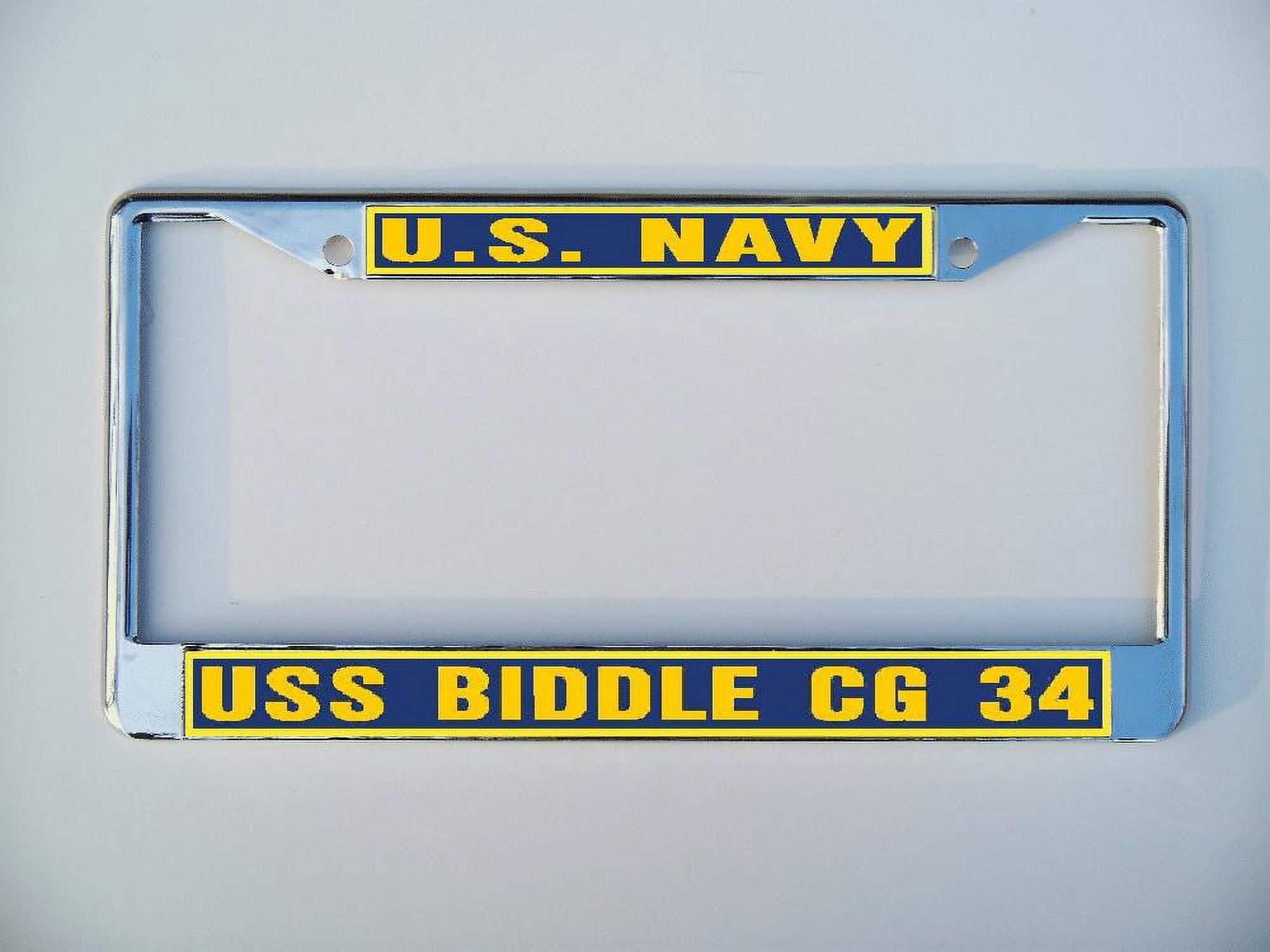 USS BIDDLE CG 34 License Plate Frame Chrome Metal Military Navy USN Car ...