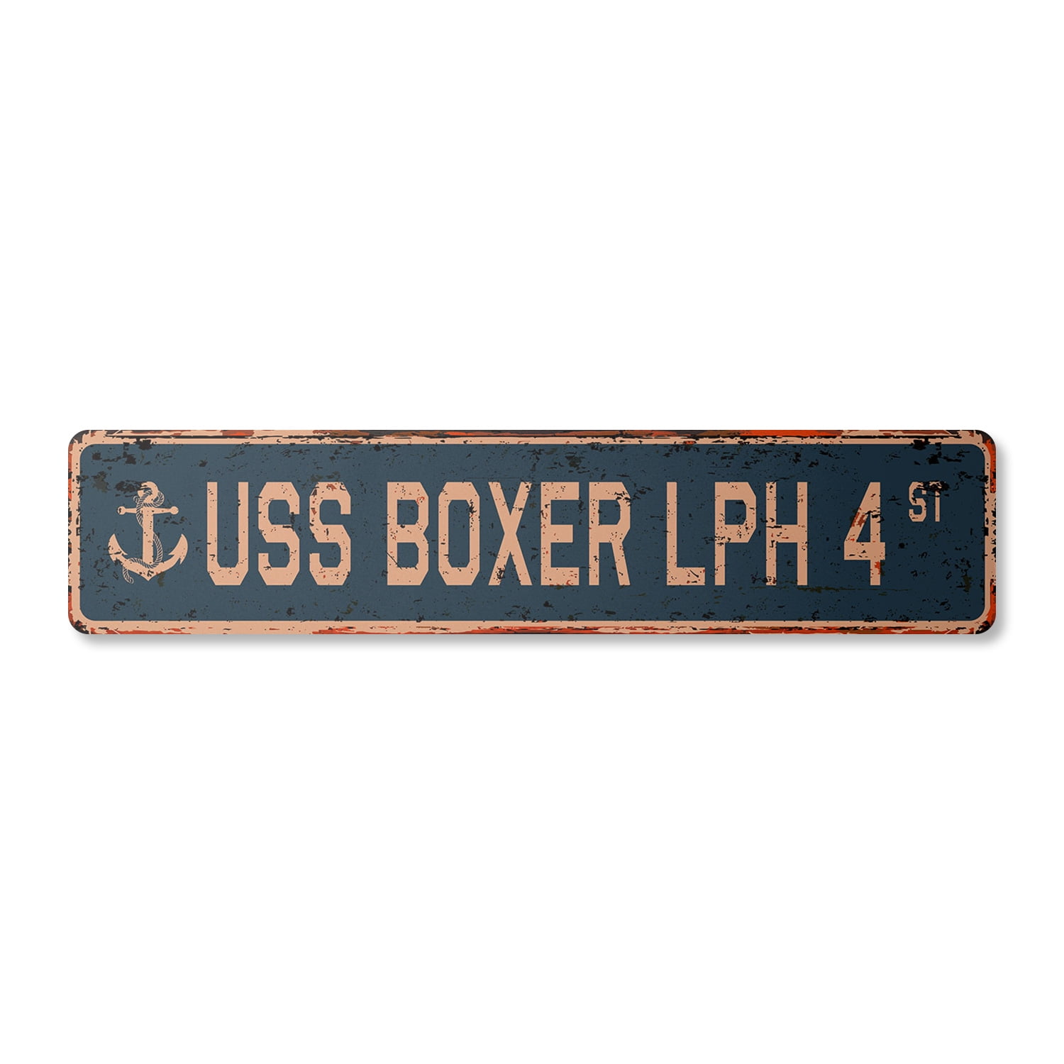 USS BOXER LPH 4 Vintage Aluminum Street Sign us navy ship veteran ...