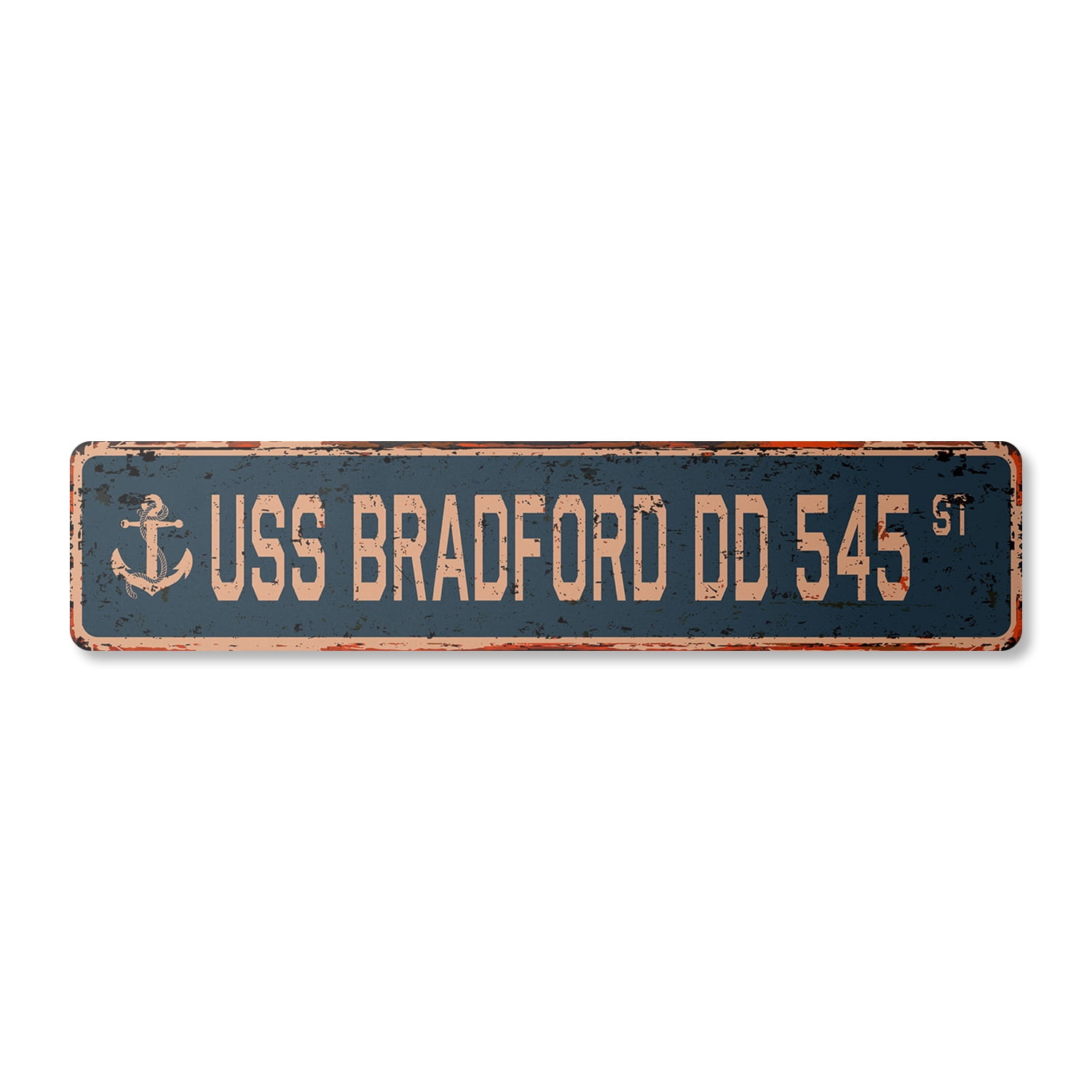 USS BRADFORD DD 545 Vintage Plastic Street Sign us navy ship veteran ...