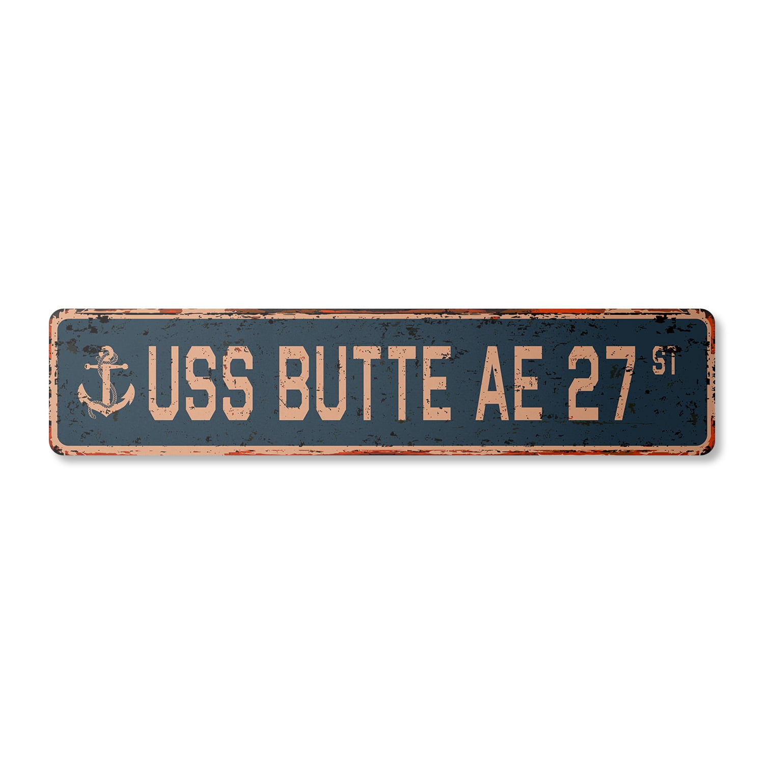 USS BUTTE AE 27 Vintage Aluminum Street Sign us navy ship veteran ...