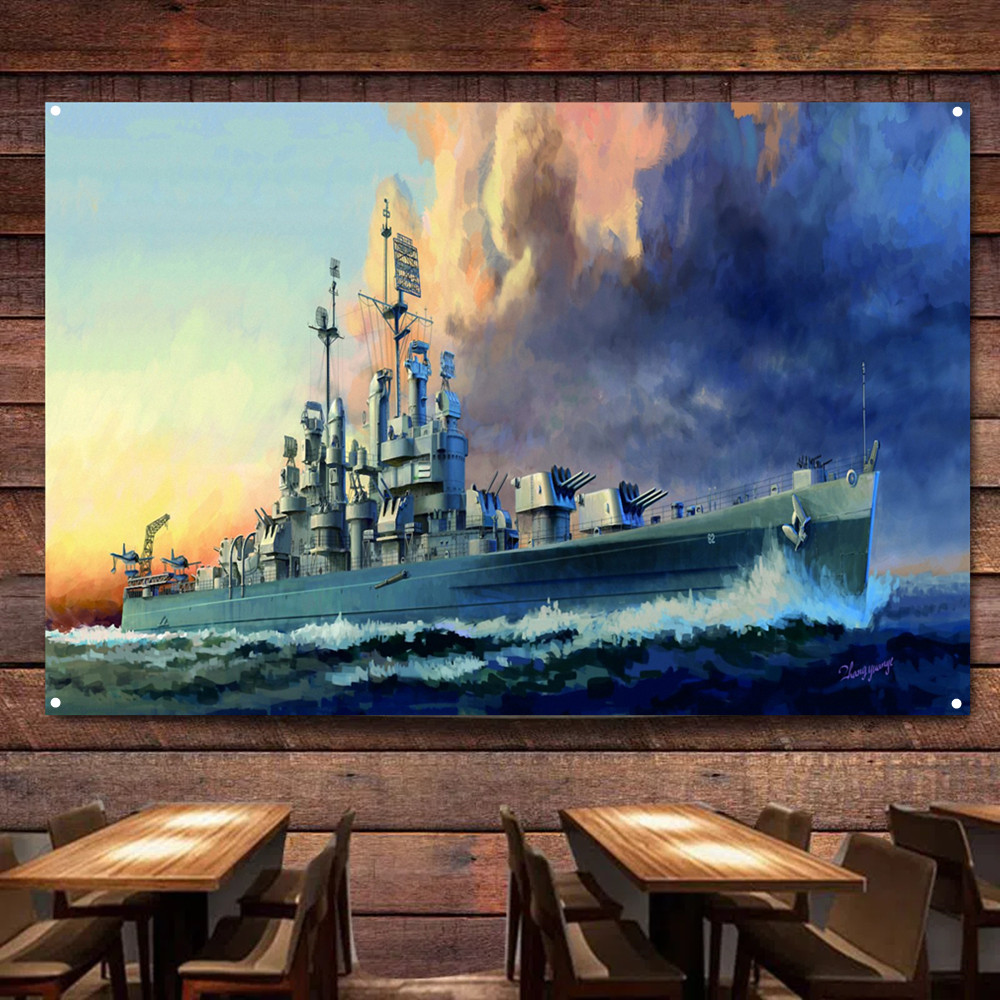 USS Birmingham CL-62 US Navy Light Cruiser Battleship Wall Art Banners ...
