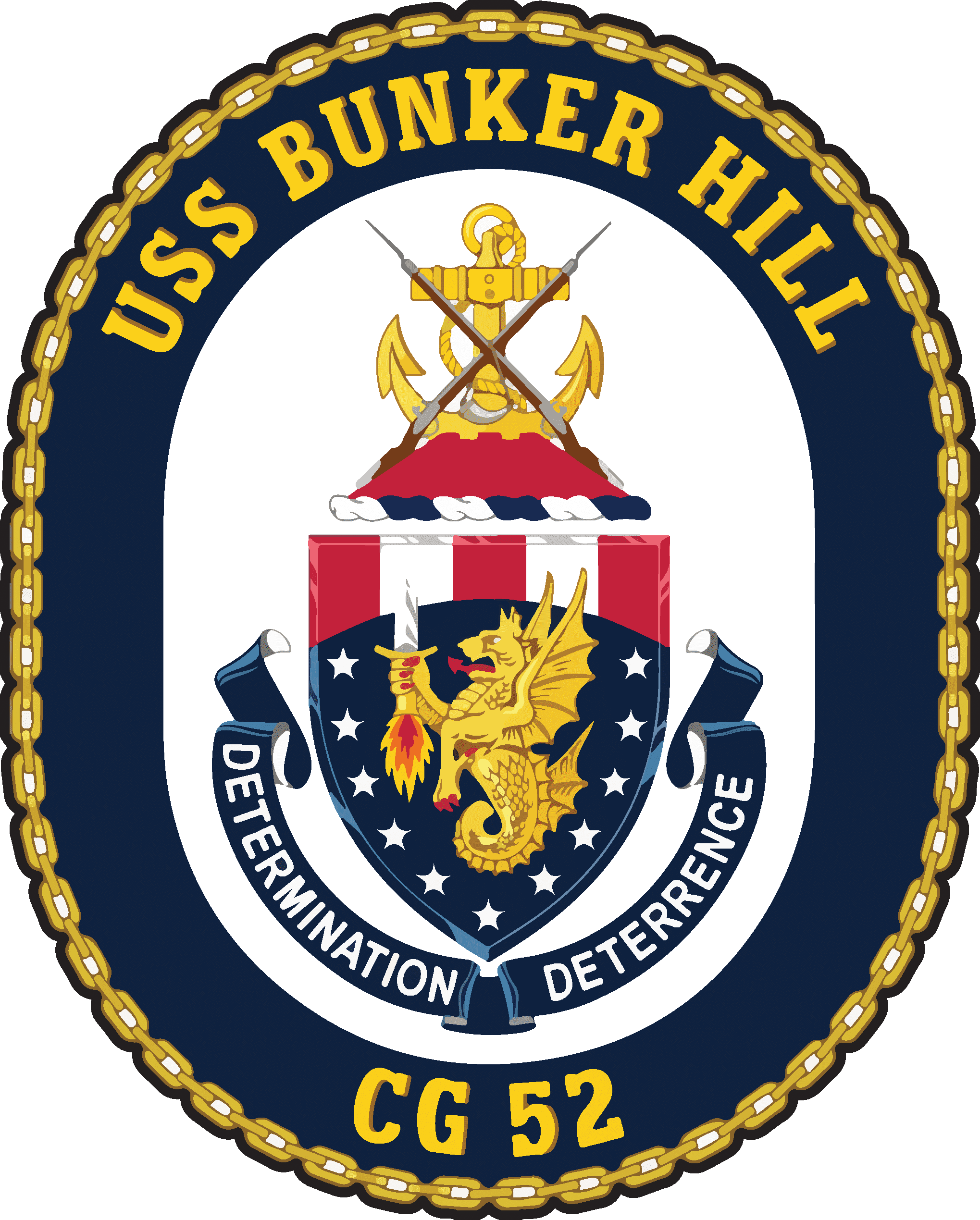 USS Bunker Hill CG-52 Badge Sticker Decal Ticonderoga Class Cruiser Car ...