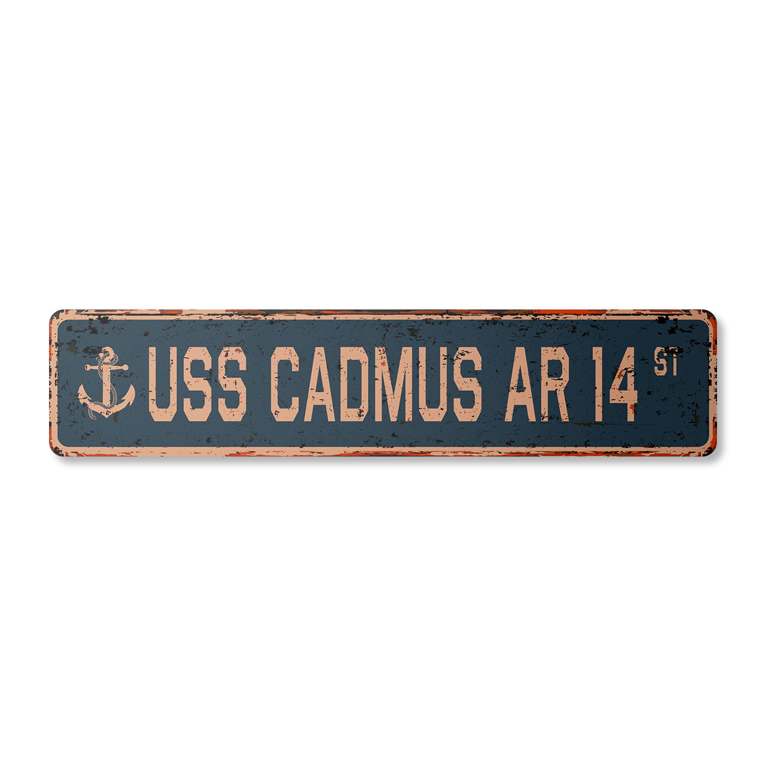 USS CADMUS AR 14 Vintage Aluminum Street Sign us navy ship veteran ...