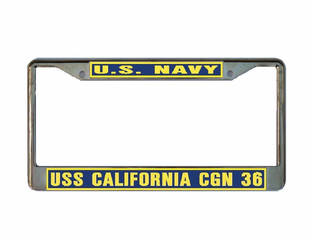 USS CALIFORNIA CGN 36 License Plate Frame Gold Chrome Metal Military Navy USN Car Truck RV F001 ...