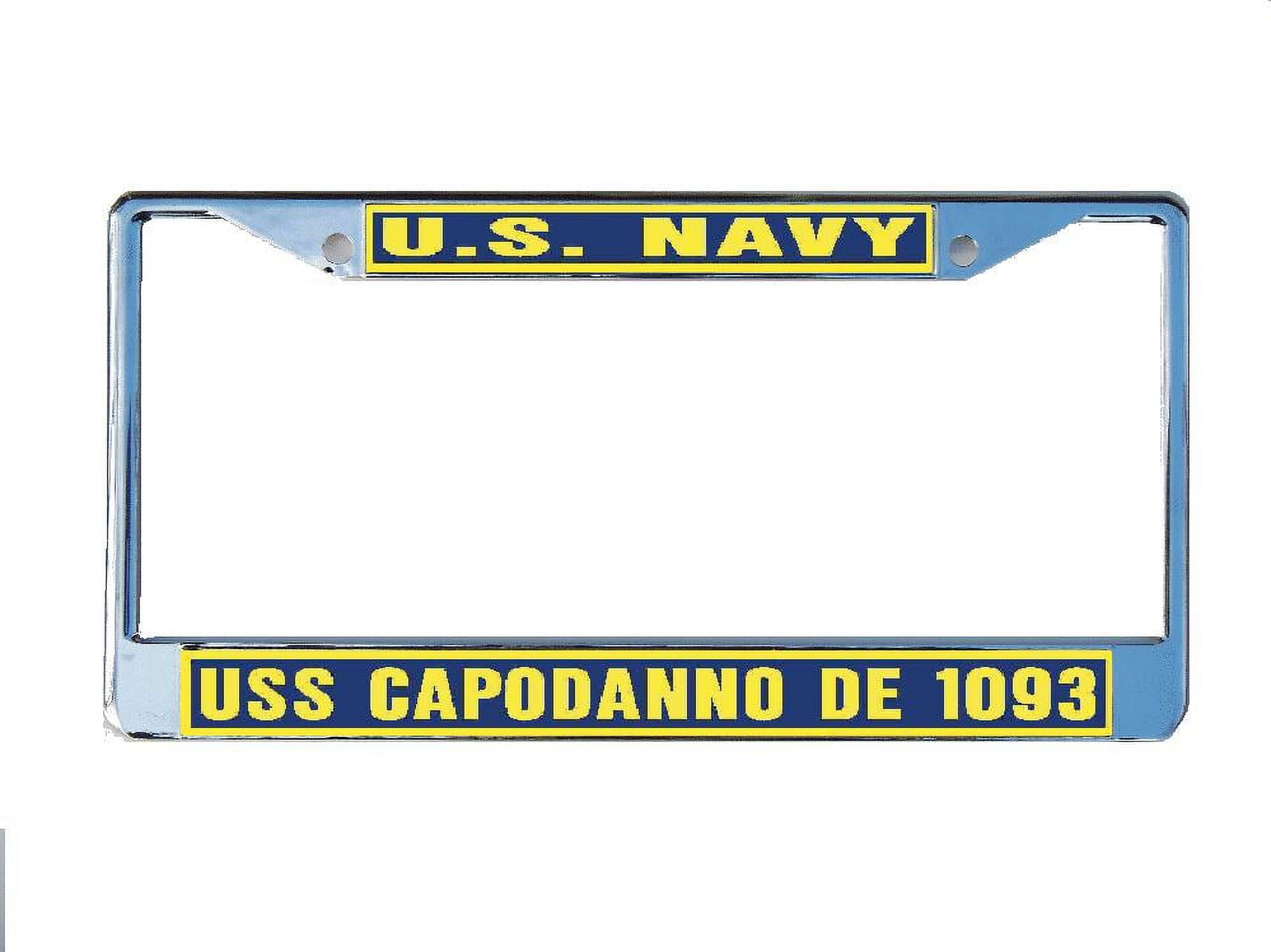USS CAPADANNO DE 1093 License Plate Frame Chrome Metal Military Navy ...