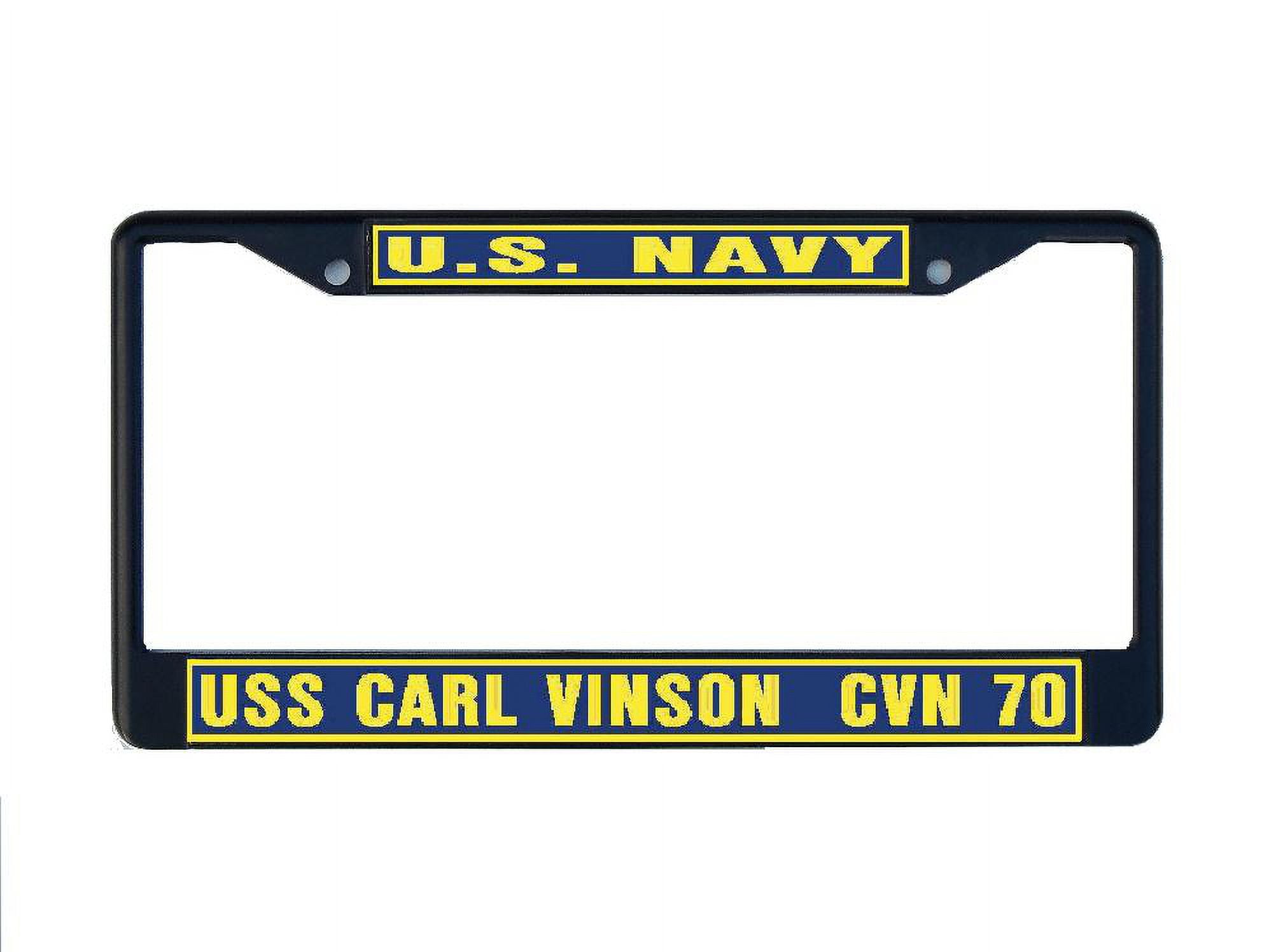 USS CARL VINSON CVN 70 License Plate Frame Black Metal Military Navy ...