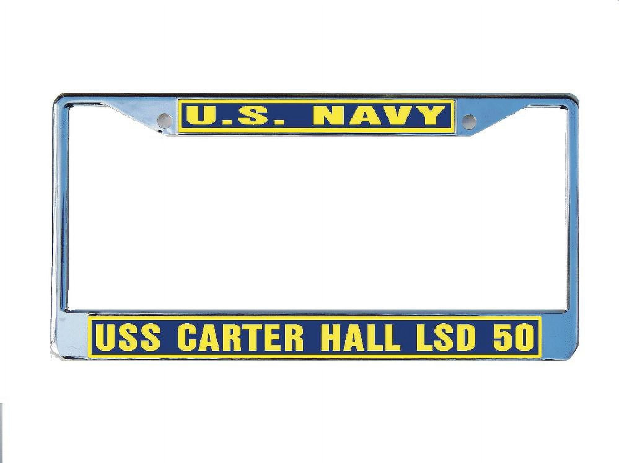 USS CARTER HALL LSD 50 License Plate Frame Chrome Metal Military Navy ...