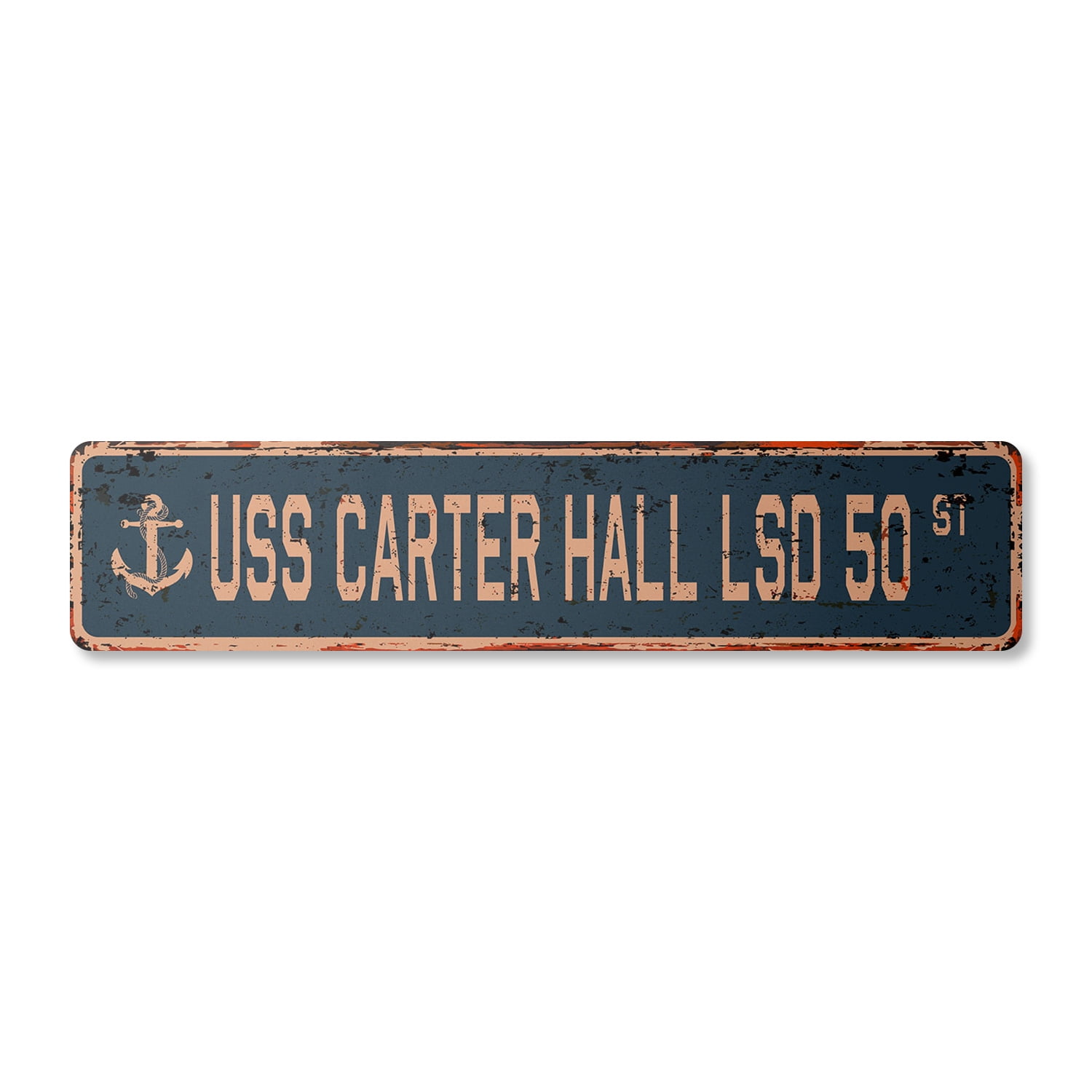 USS CARTER HALL LSD 50 Vintage Aluminum Street Sign us navy ship ...