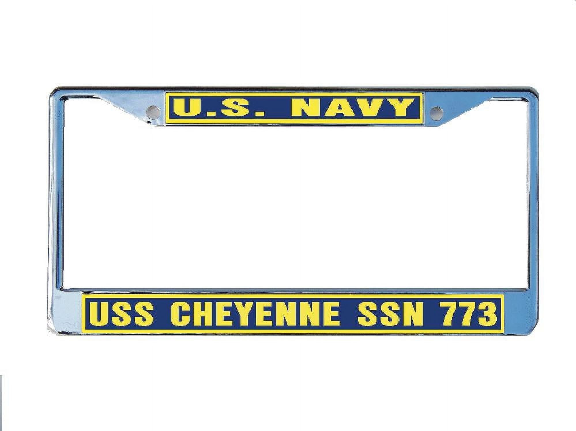 USS CHEYENNE SSN 773 License Plate Frame Chrome Metal Military Navy USN ...