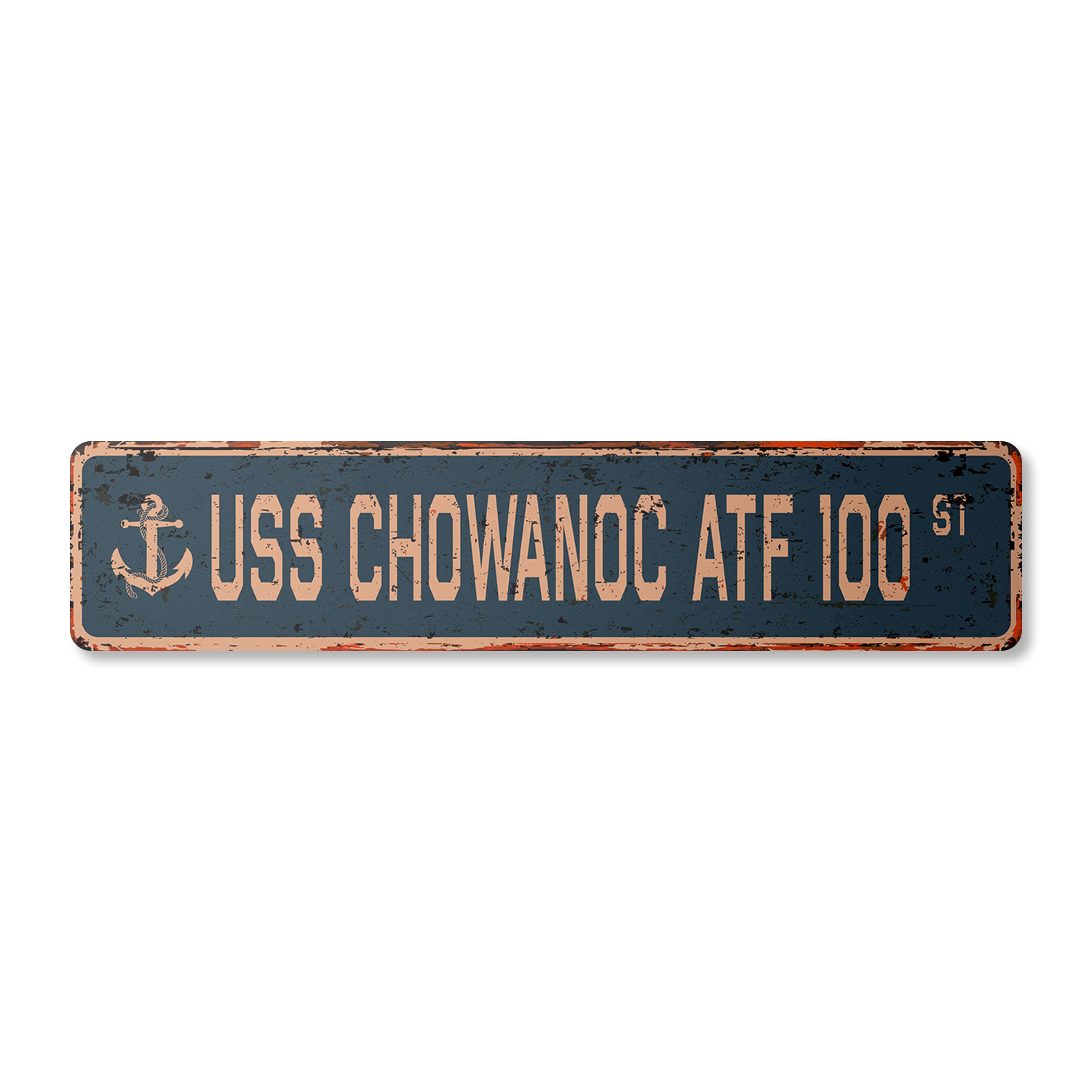 USS CHOWANOC ATF 100 Vintage Aluminum Street Sign us navy ship veteran ...