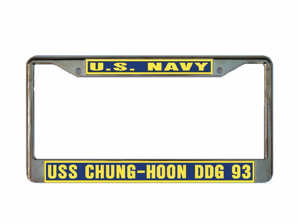 USS CHUNG-HOON DDG 93 License Plate Frame Gold Chrome Metal Military ...