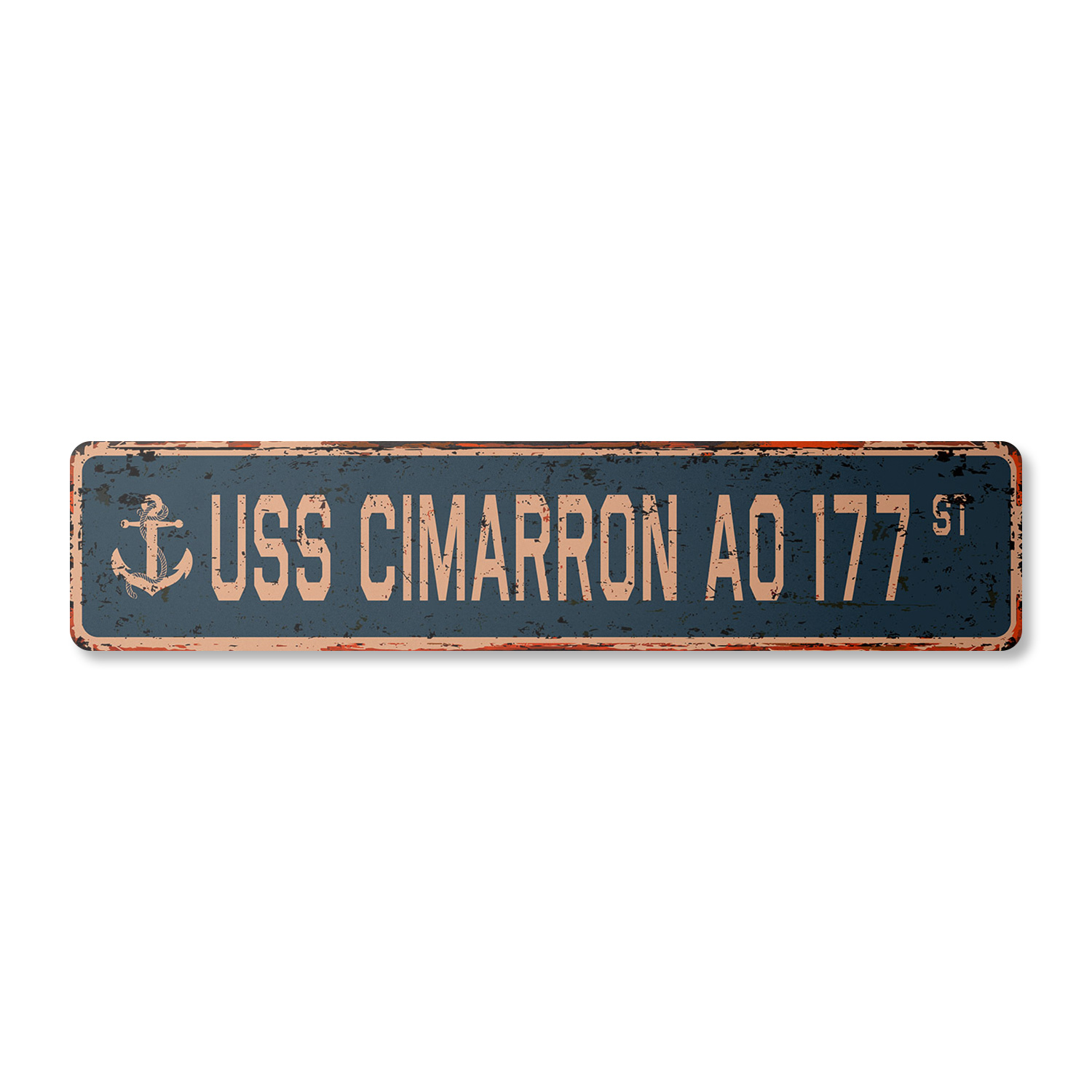 USS CIMARRON AO 177 Vintage Plastic Street Sign us navy ship veteran ...
