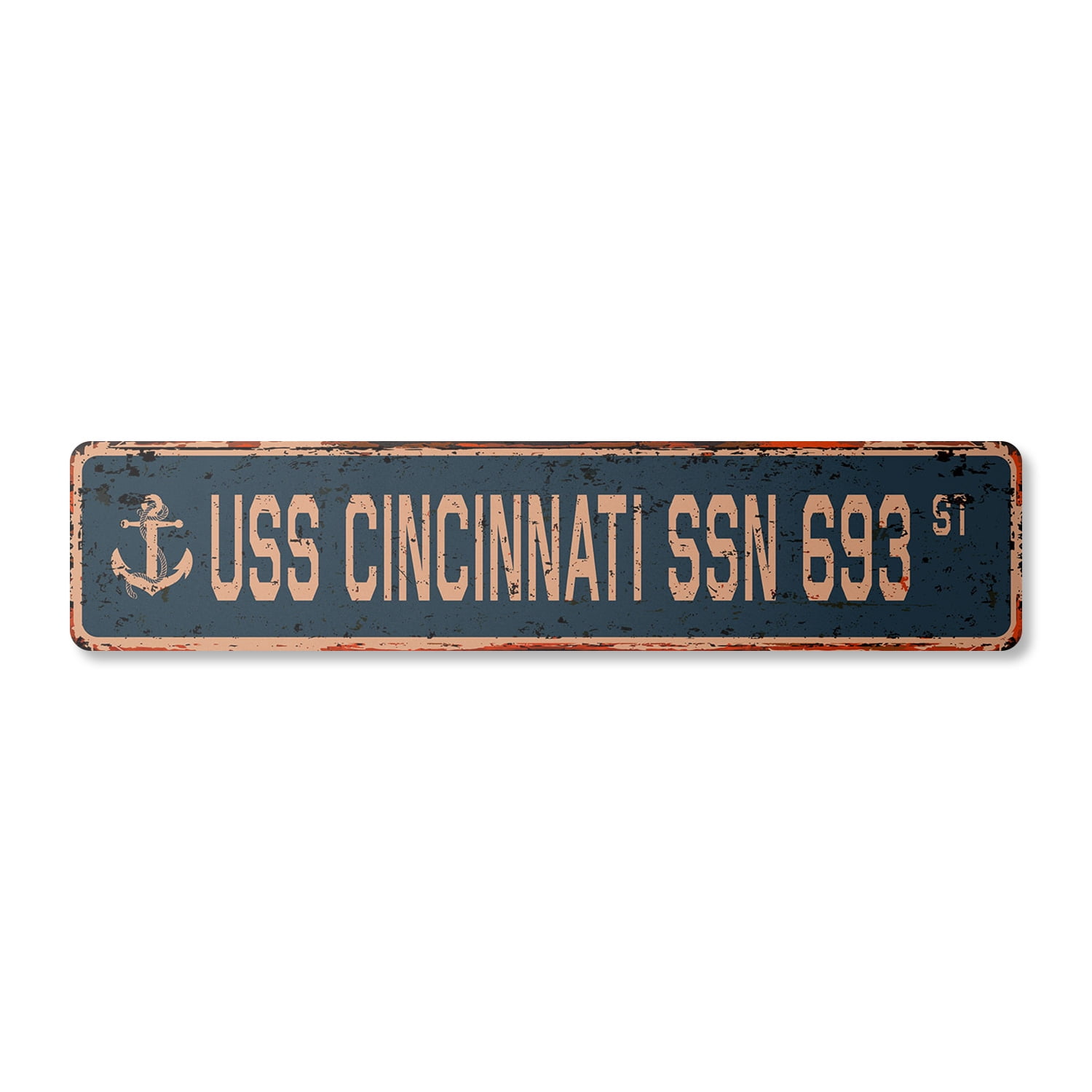 USS CINCINNATI SSN 693 Vintage Aluminum Street Sign us navy ship ...