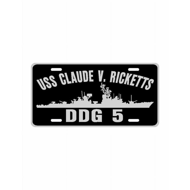 USS CLAUDE V RICKETTS DDG 5 Aluminum License Plate Military Navy USN ...