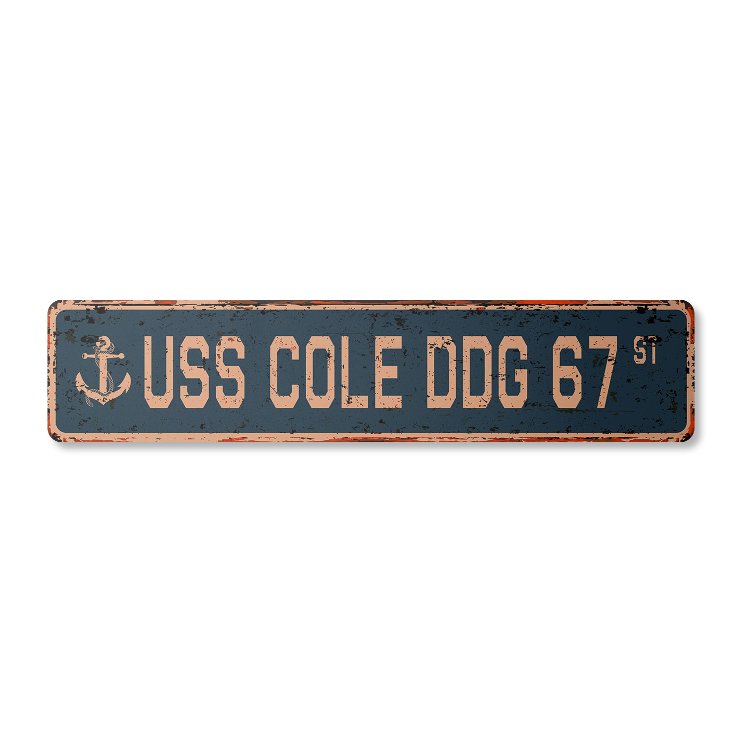 USS COLE DDG 67 Vintage Plastic Street Sign us navy ship veteran sailor ...