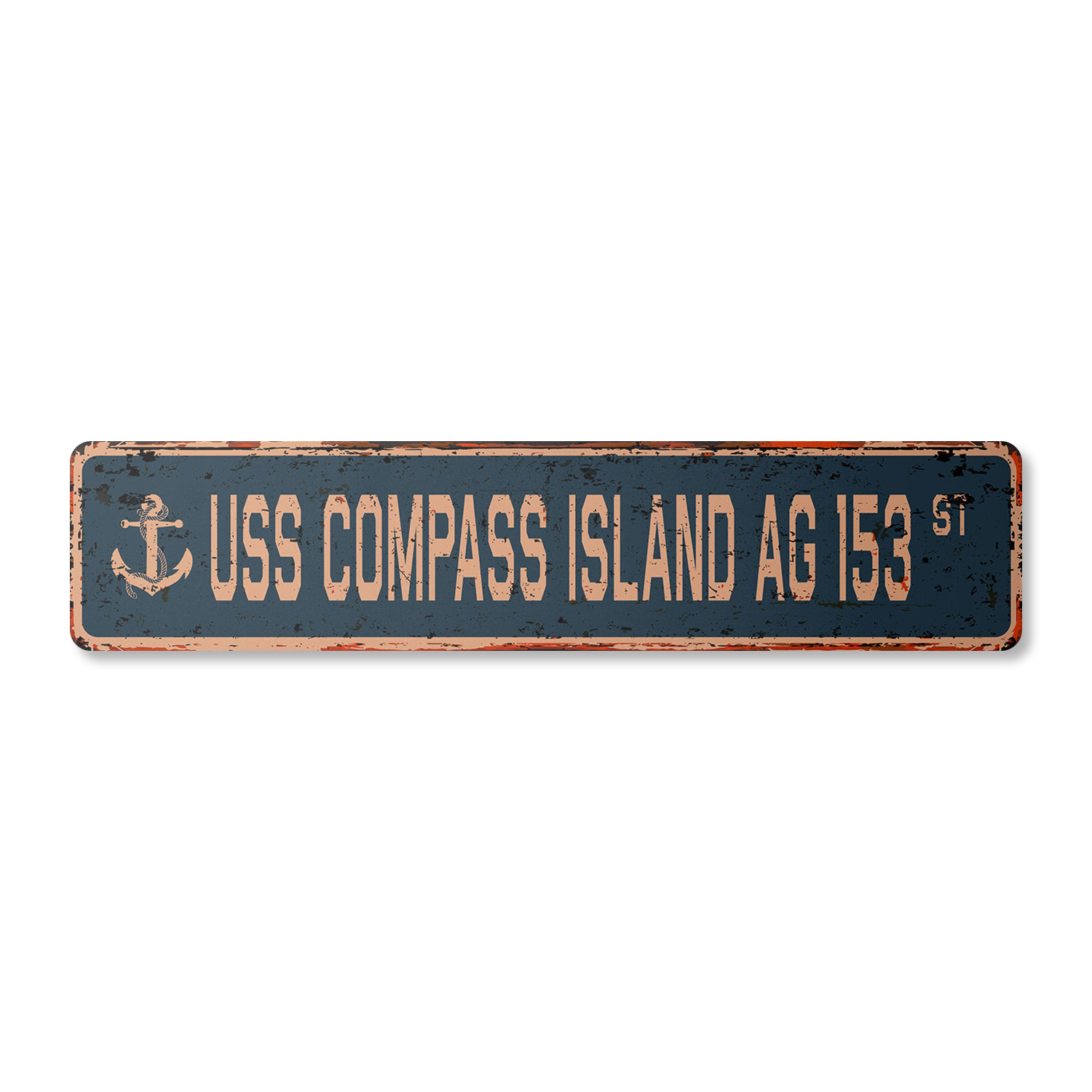 USS COMPASS ISLAND AG 153 Vintage Aluminum Street Sign us navy ship ...