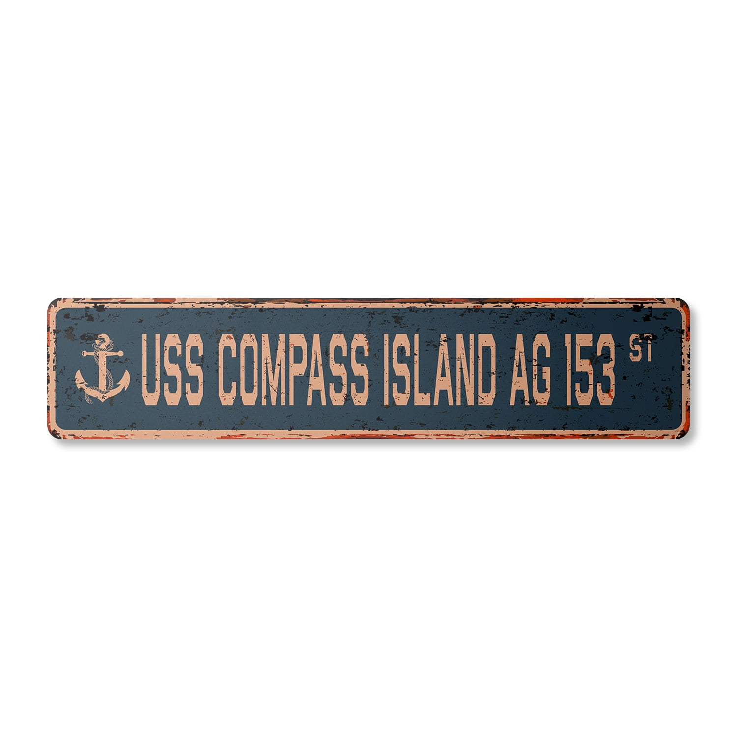 USS COMPASS ISLAND AG 153 Vintage Plastic Street Sign us navy ship ...