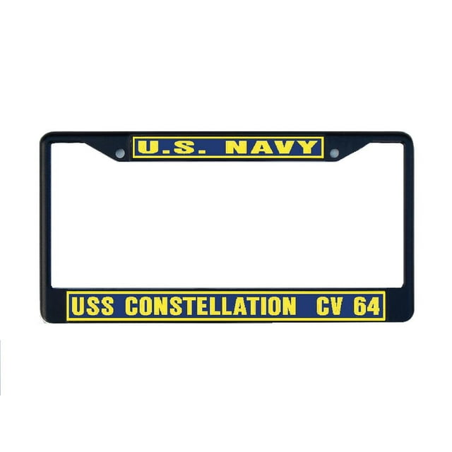 USS CONSTELLATION CV 64 License Plate Frame Black Metal Military Navy ...