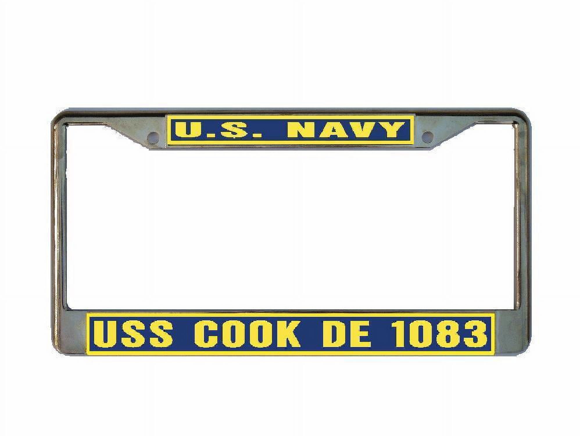USS COOK DE 1083 License Plate Frame Gold Chrome Metal Military Navy ...