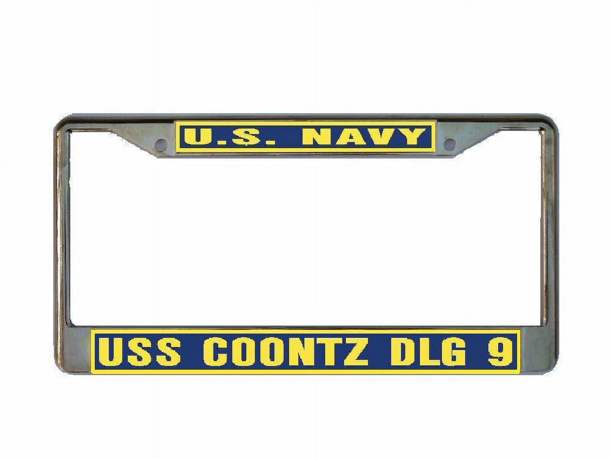 USS COONTZ DLG 9 License Plate Frame Gold Chrome Metal Military Navy ...
