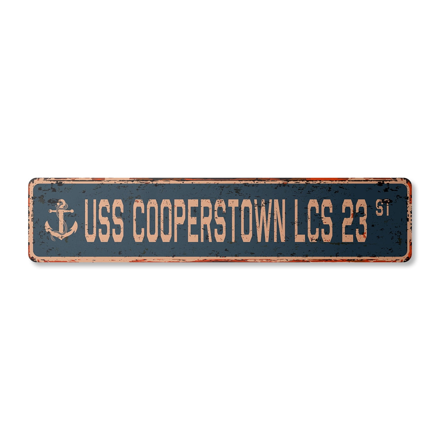 USS COOPERSTOWN LCS 23 Vintage Aluminum Street Sign us navy ship ...