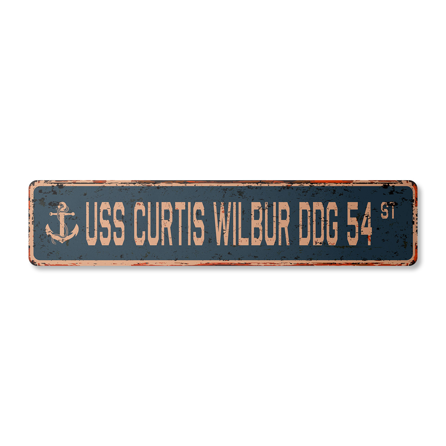 USS CURTIS WILBUR DDG 54 Vintage Aluminum Street Sign us navy ship ...
