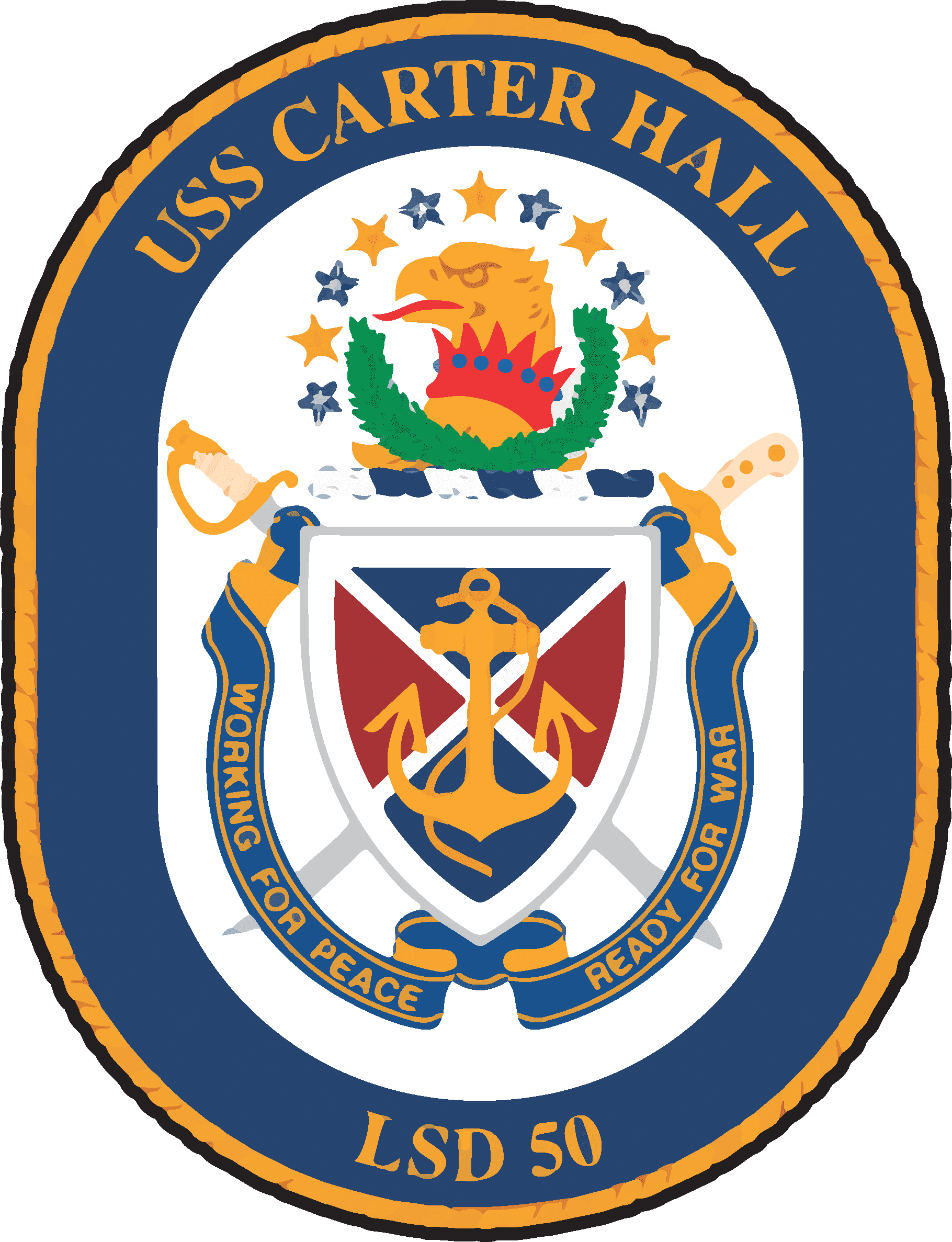 USS Carter Hall LSD-50 Badge Sticker Decal Whidbey Island Class Dock ...