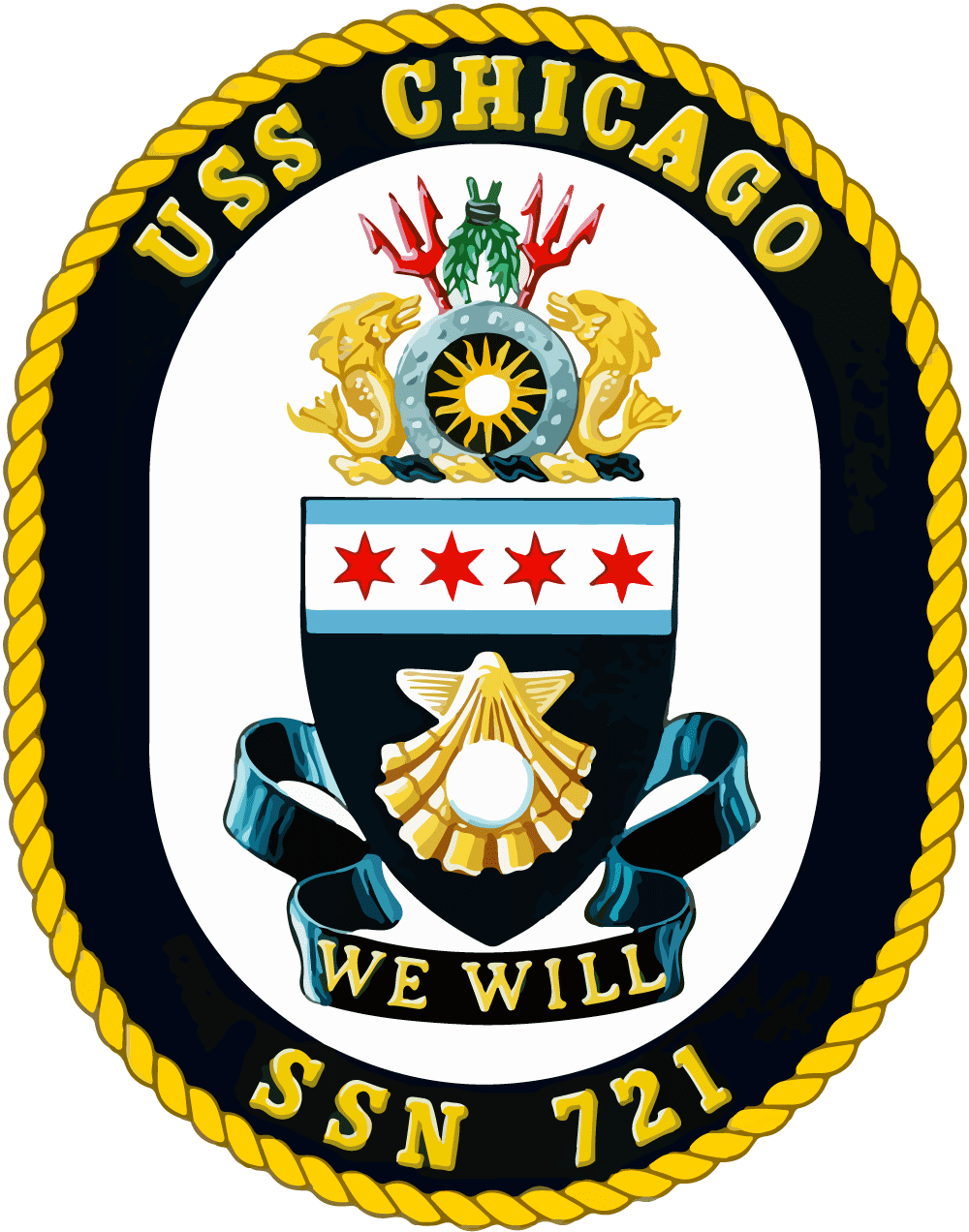 USS Chicago SSN-721 Badge Sticker Decal Los Angeles Class Attack ...