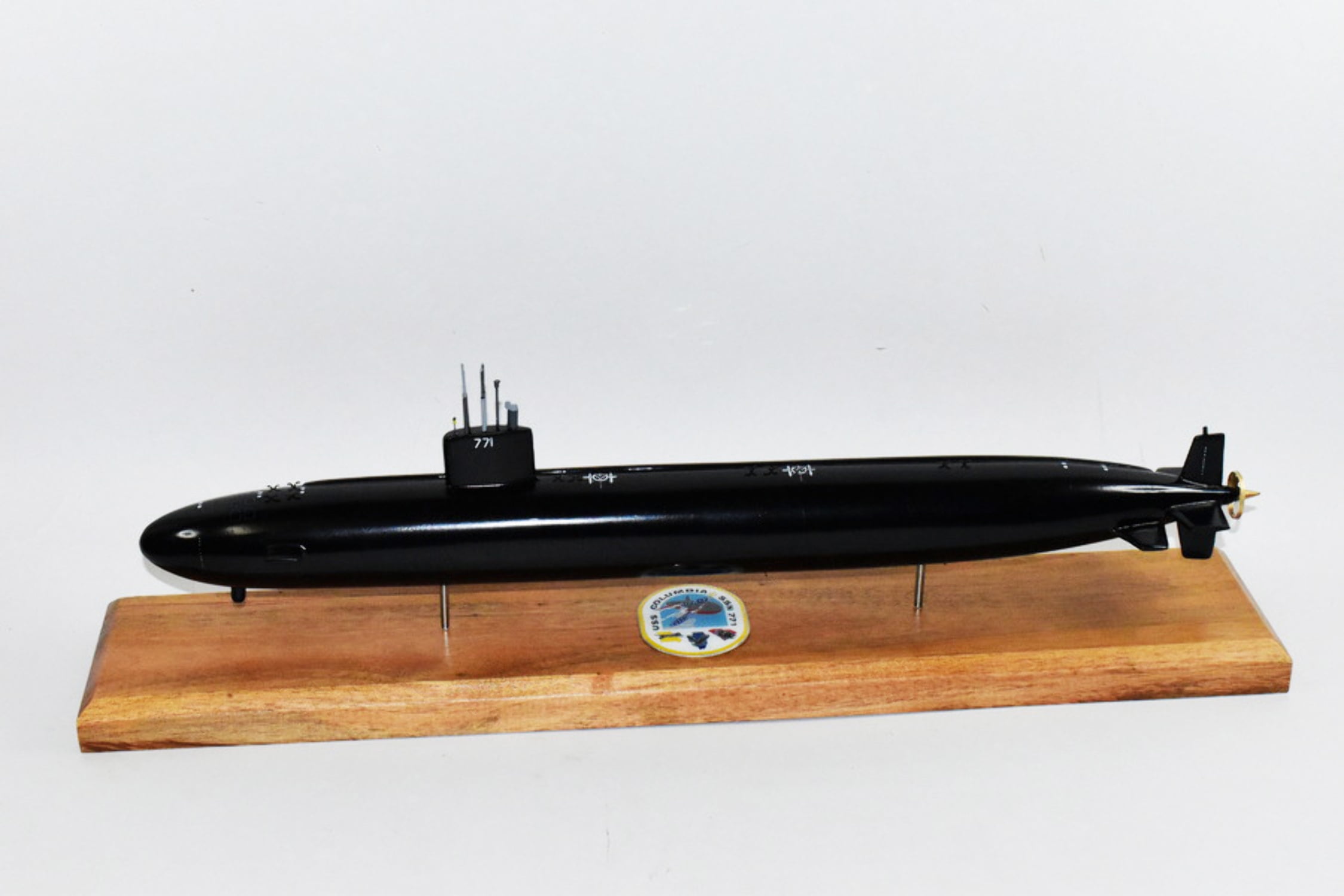 USS Columbia SSN-771 Submarine Model, 20 inch, Black Hull, Mahogany ...