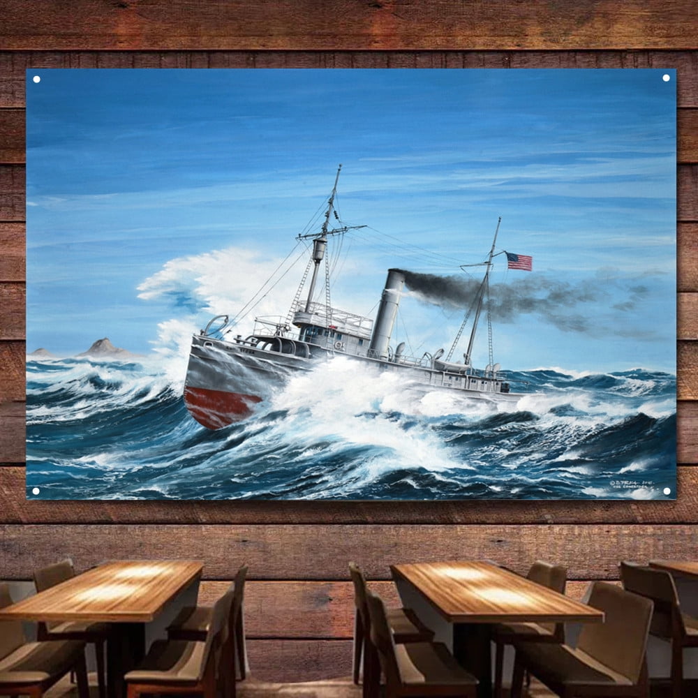 USS Conestoga (AT-54) Battleship Wall Art Banners Hanging Flags Wall ...