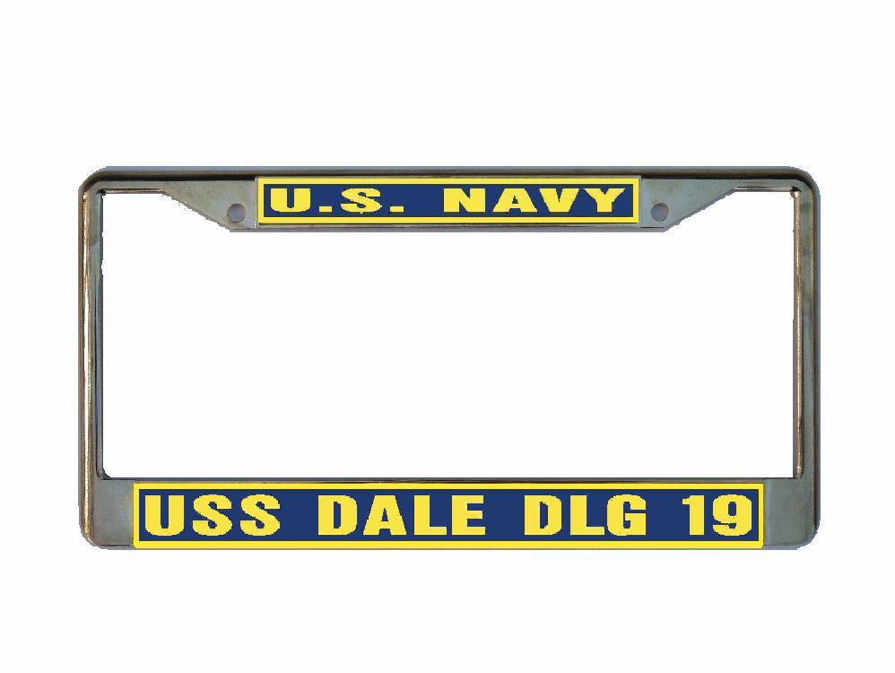 USS DALE DLG 19 License Plate Frame Gold Chrome Metal Military Navy USN ...