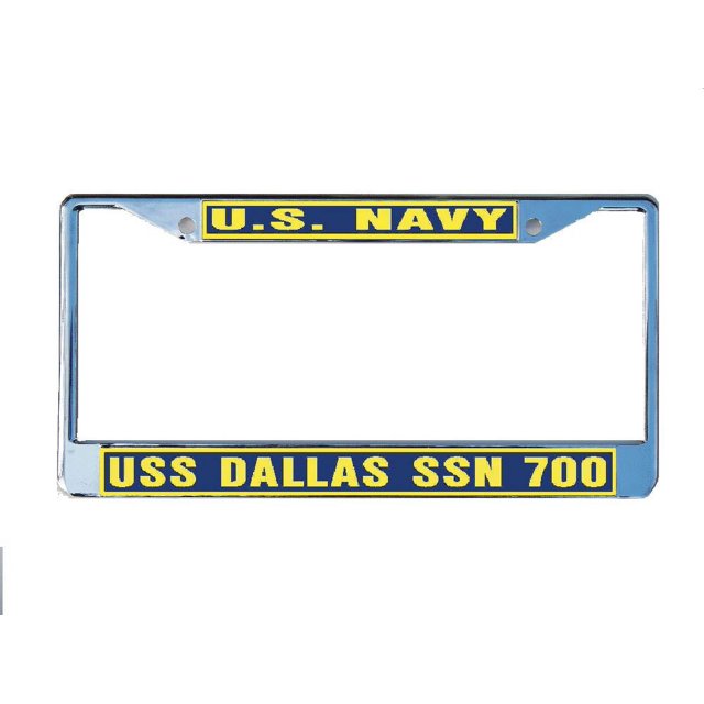 USS DALLAS SSN 700 License Plate Frame Chrome Metal Military Navy USN ...